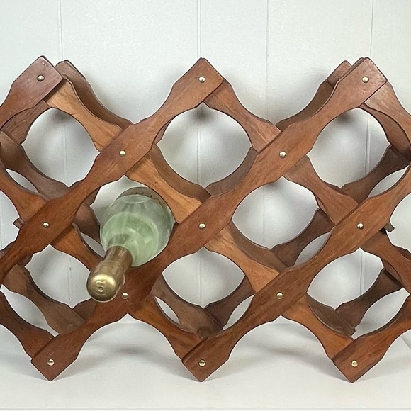 Vintage | Accents | Vintage Mcm Wooden Accordion Expandable Wine Bottle ...